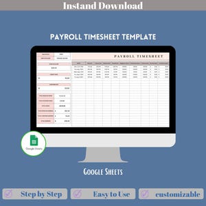 Payroll Timesheet Template, Digital Download, Editable Google Sheets, Easy-to-use Employee ...
