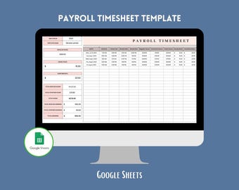 Payroll Timesheet Template, Editable Google Sheets, Digital Download ...