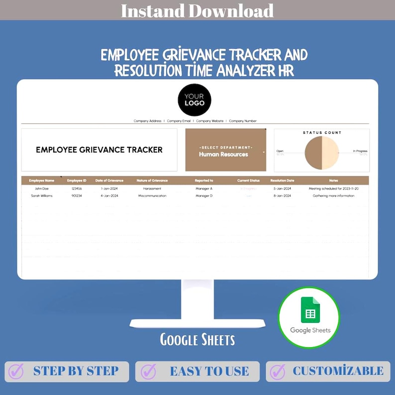 Employee Grievance Tracker Google Sheets HR Complaint Log Employee ...