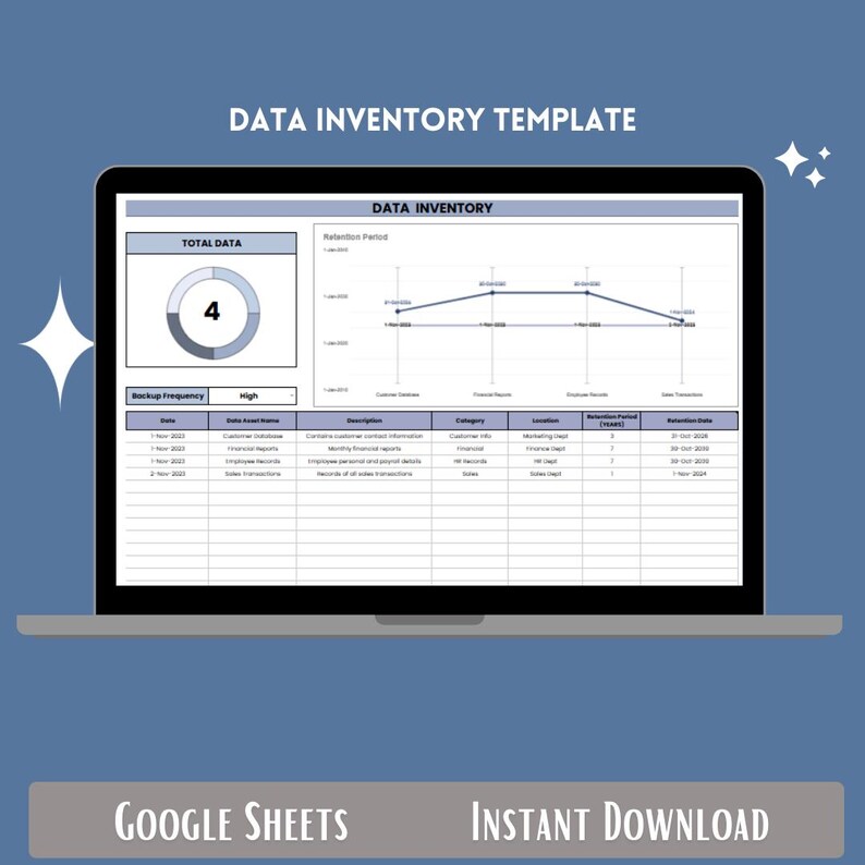 Data Inventory Template, Data Management Tool, Asset Tracking ...