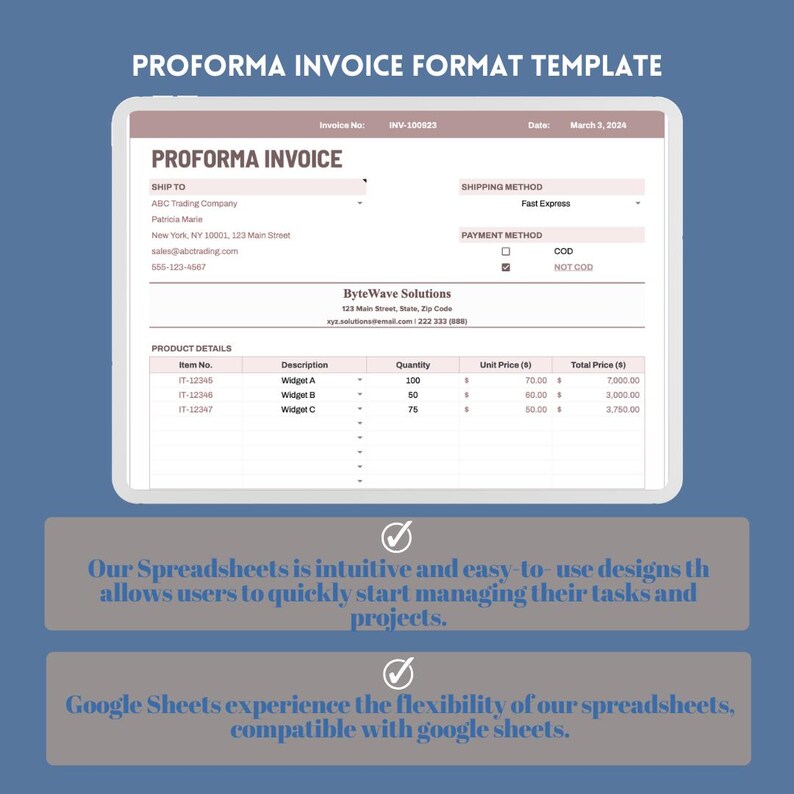 Proforma Invoice Format Template, Digital Download, Editable Excel ...