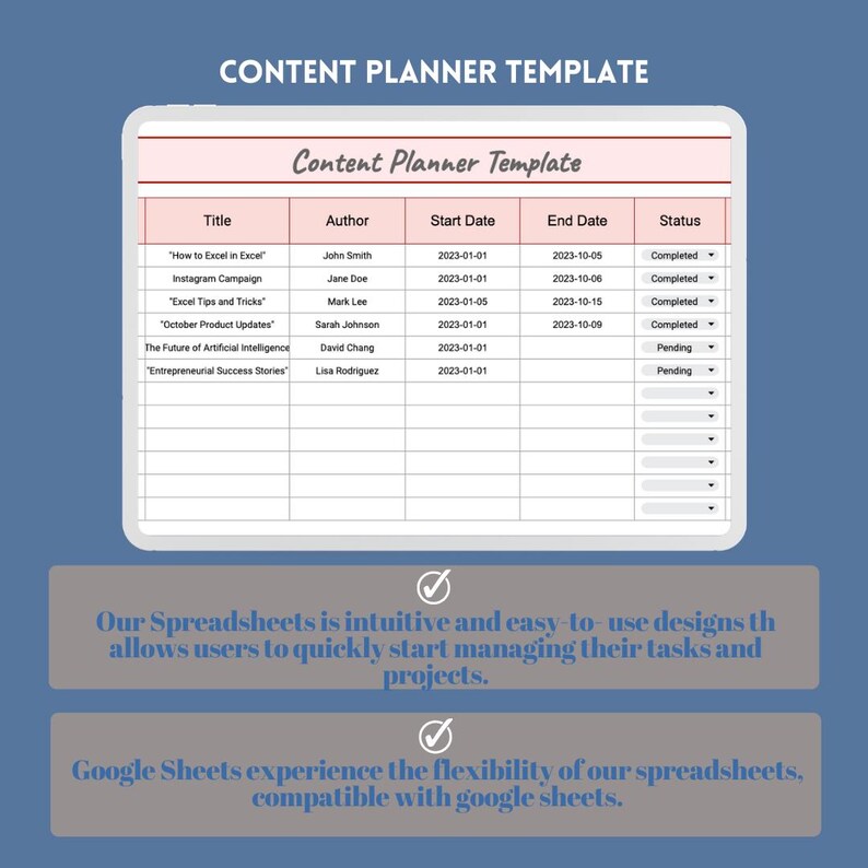 Content Planner Template, Editable Google Sheets Organizer, Easy-to-use ...