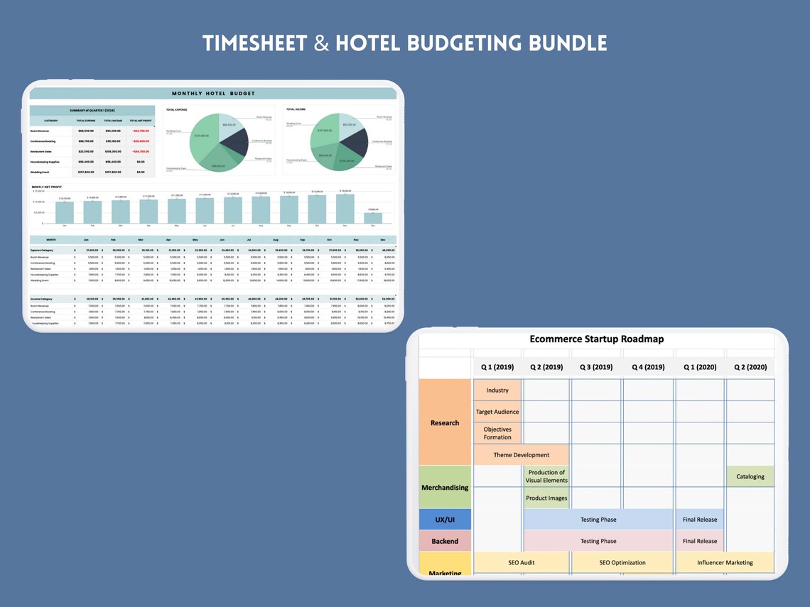 Timesheet and Hotel Budgeting Bundle for Staff Scheduling, Expense ...
