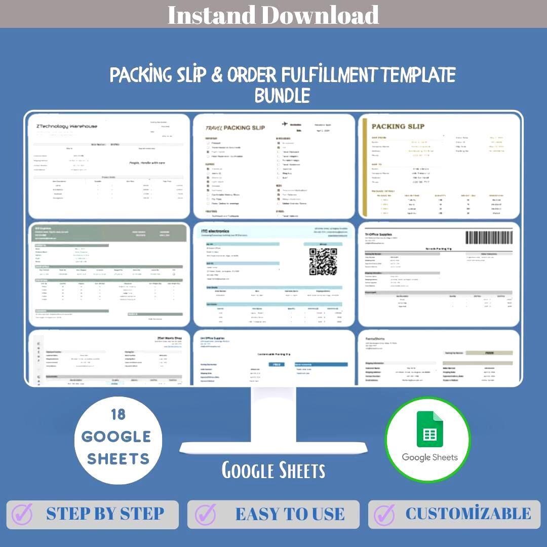 Packing Slip Bundle for Small Business, Google Sheets Template to ...