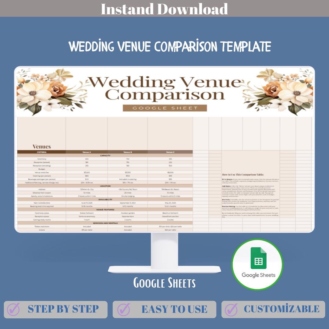 Wedding Venue Comparison Template for Small Business, Google Sheets ...