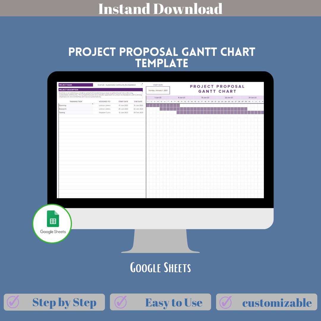 Project Proposal Gantt Chart Template, Digital Download, Editable ...