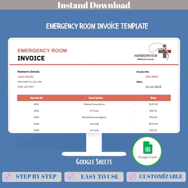 Emergency Room Invoice Google Sheets Medical Invoice Template Patient ...