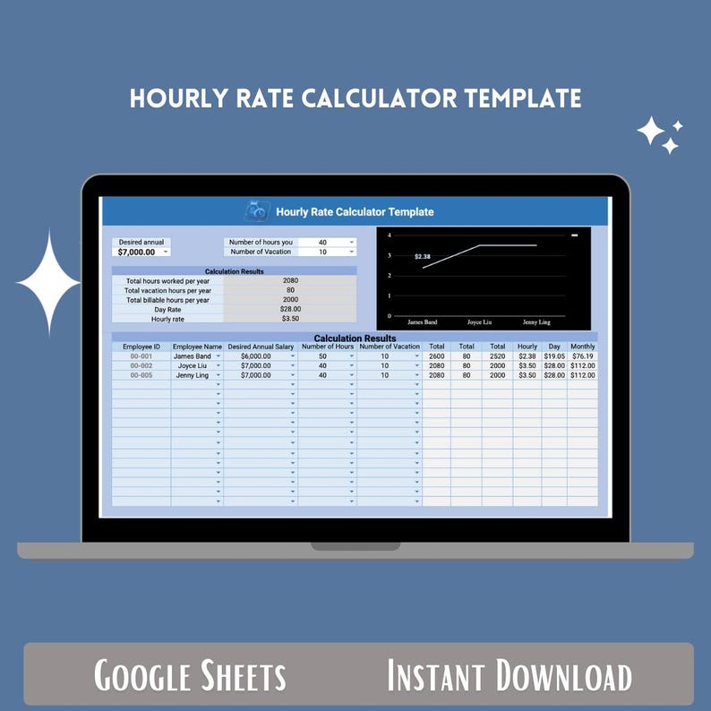 Hourly Rate Calculator Google Sheets Rate Calculator Time Billing ...