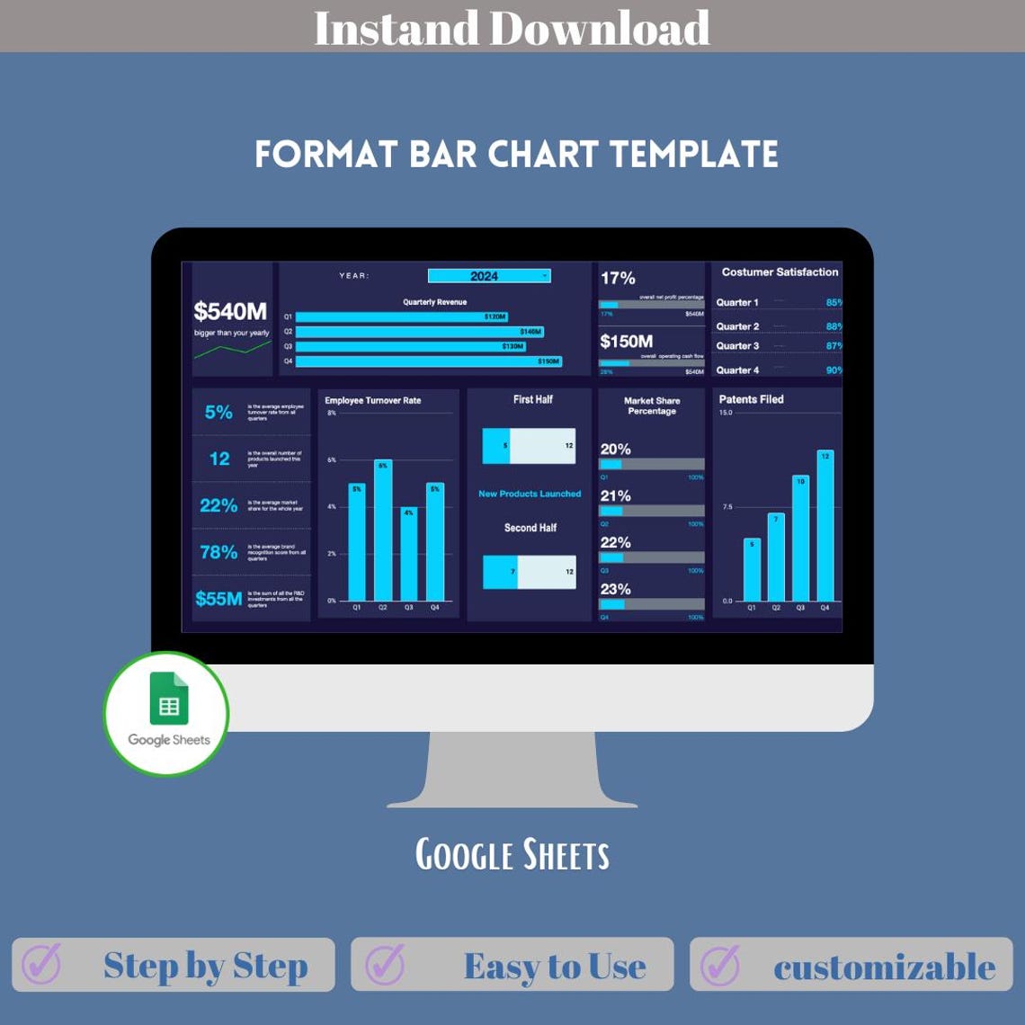 Format Bar Chart Template, Professional Data Visualization, Easy ...