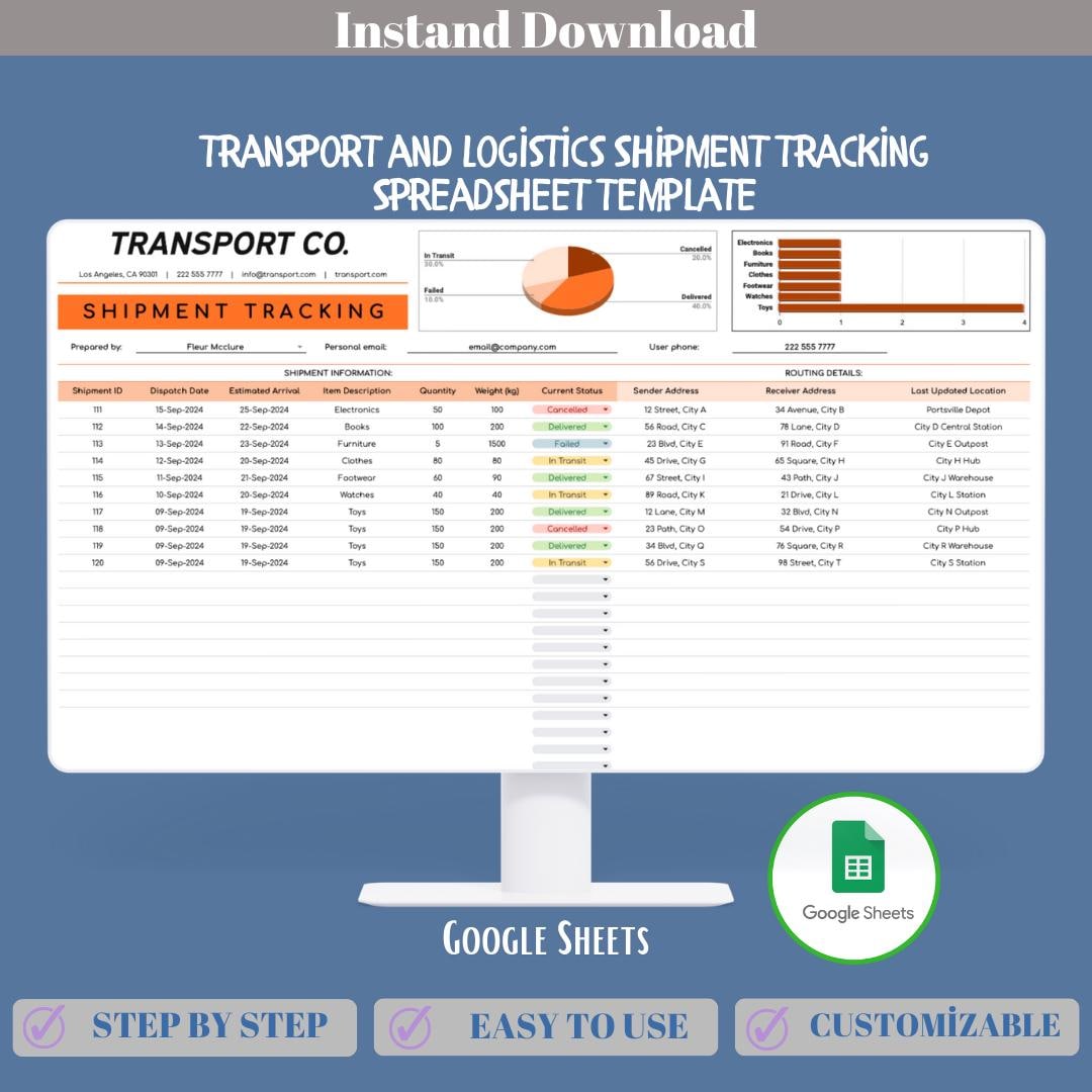 Shipment Tracking Template Google Sheets Small Business Delivery Log ...