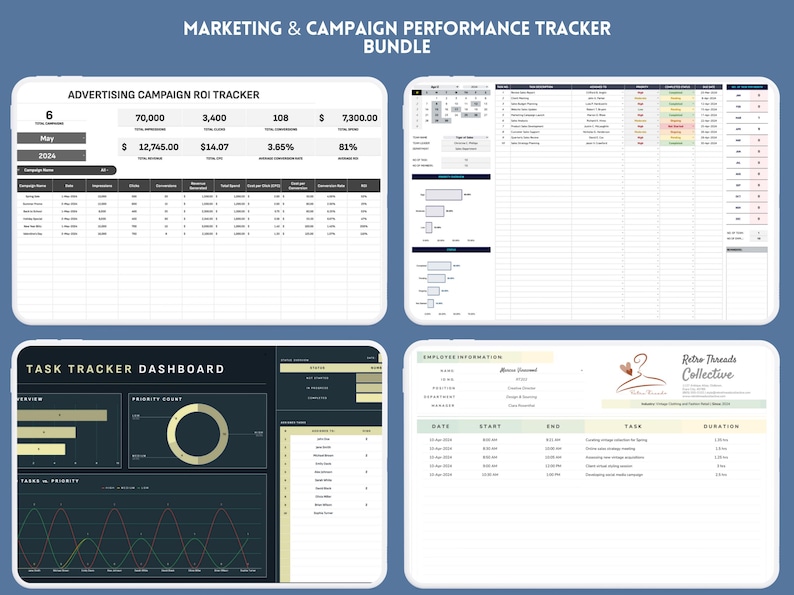 Marketing and CRM Tracker Google Sheets Bundle for Campaign Performance ...