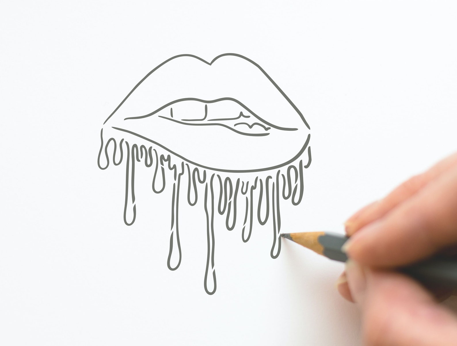 Dripping Lips Stencil for Paint Parties Reusable Tracing | Etsy