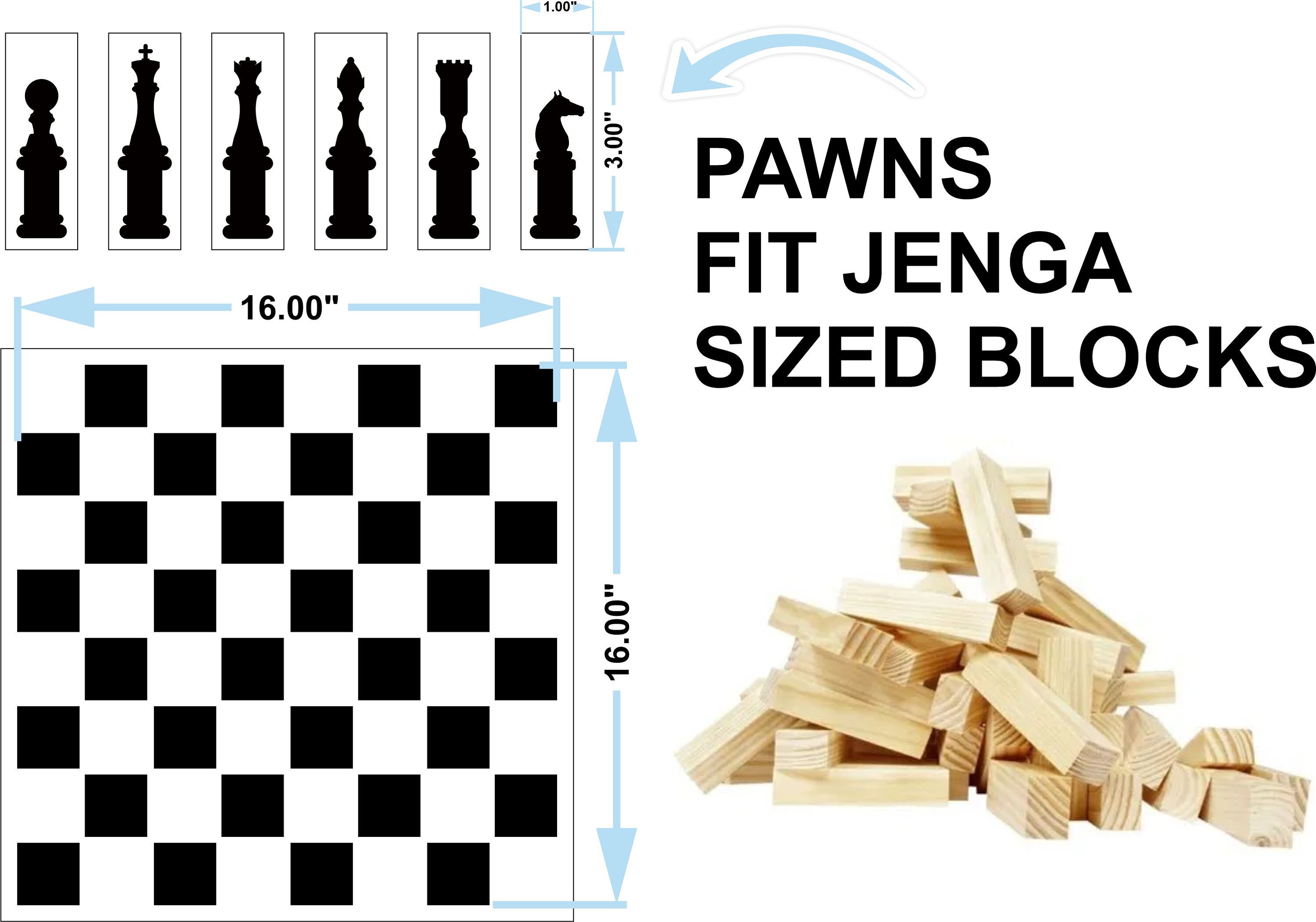 Chess Board Stencil With Pawns Game Set Kit Paint Your Own | Etsy