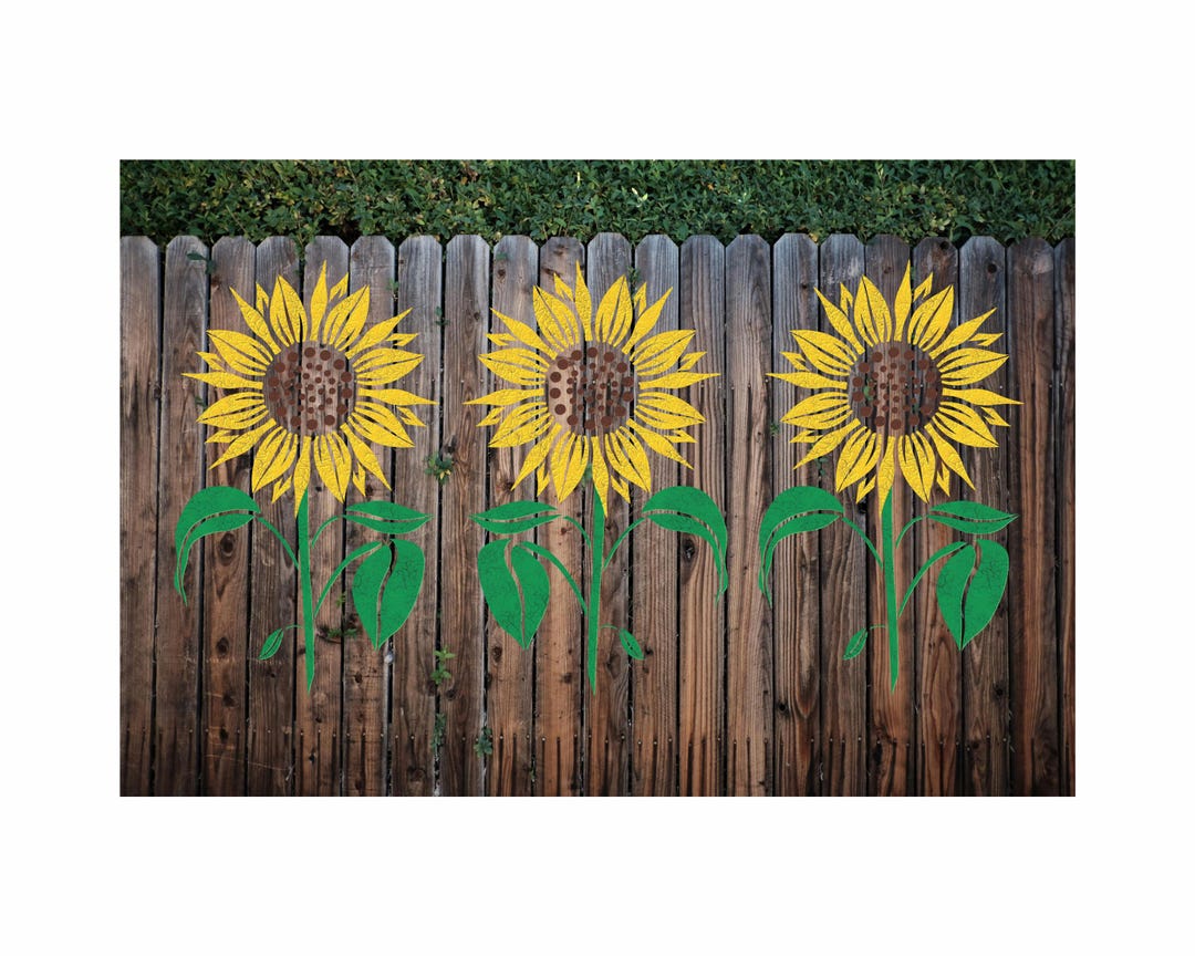 HUGE Sunflower Stencil Includes 2 Brushes, Paint Your Own Outdoors Wood ...