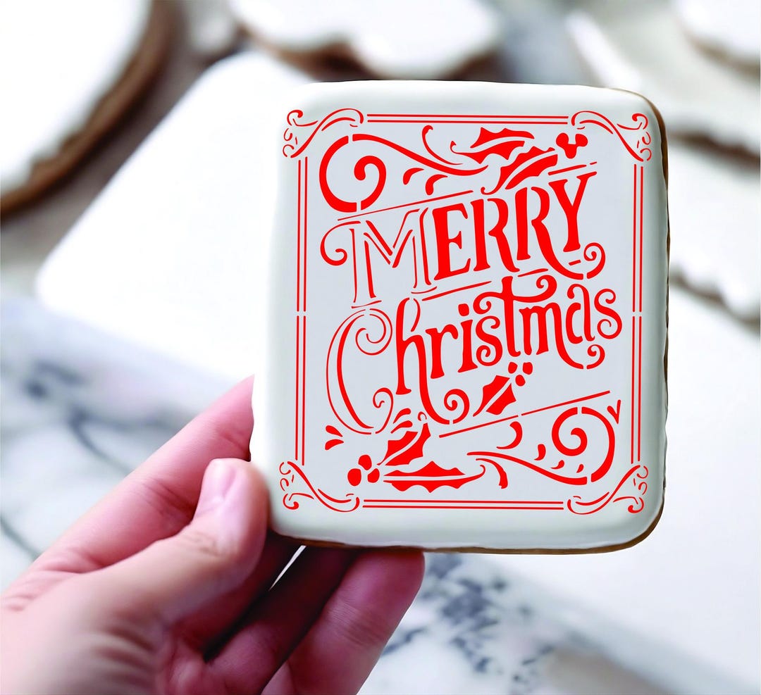 Merry Christmas Cookie Stencil - Etsy