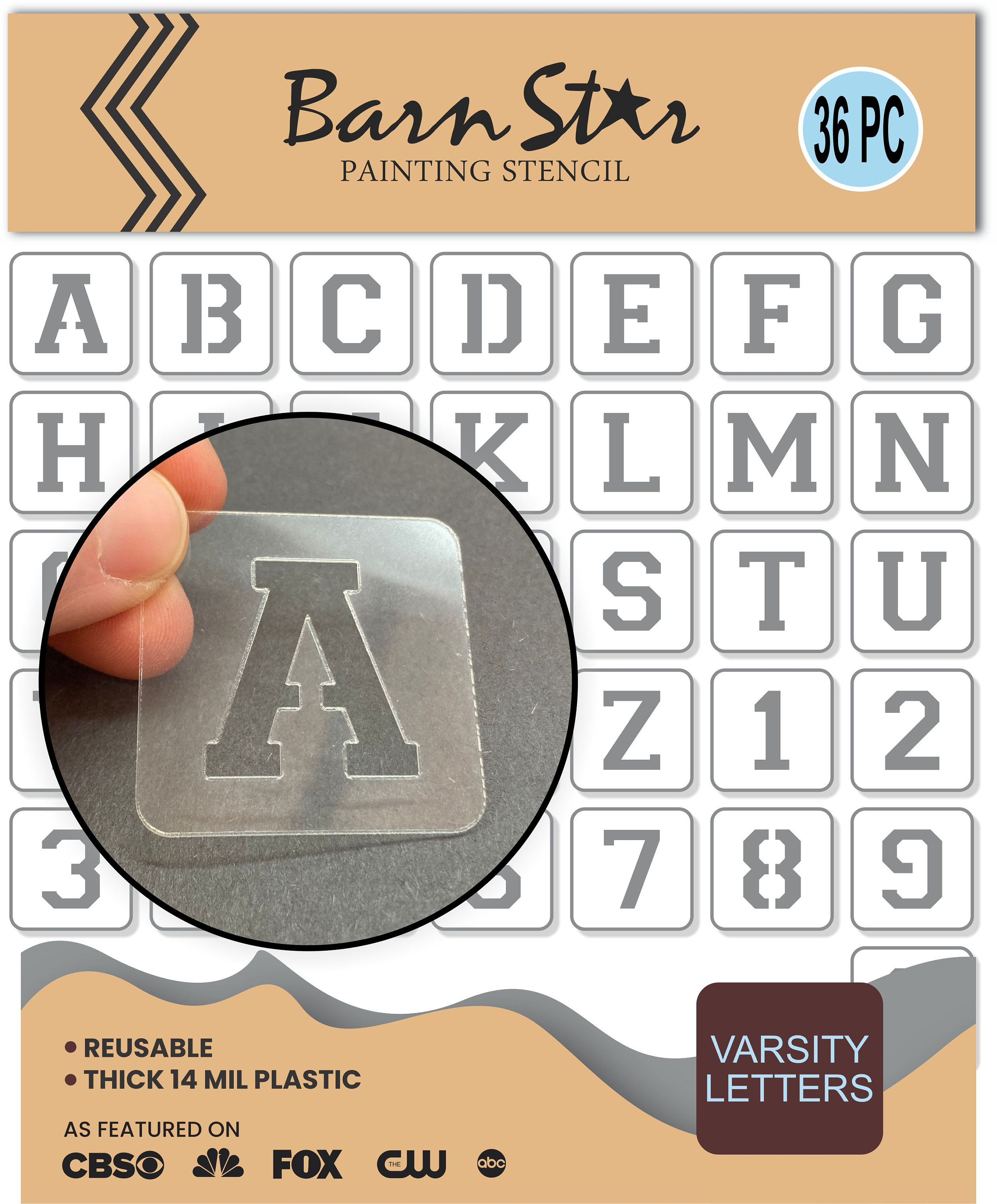Varsity Alphabet Letters Stencil Kit - Reusable - Choose Your Size ...