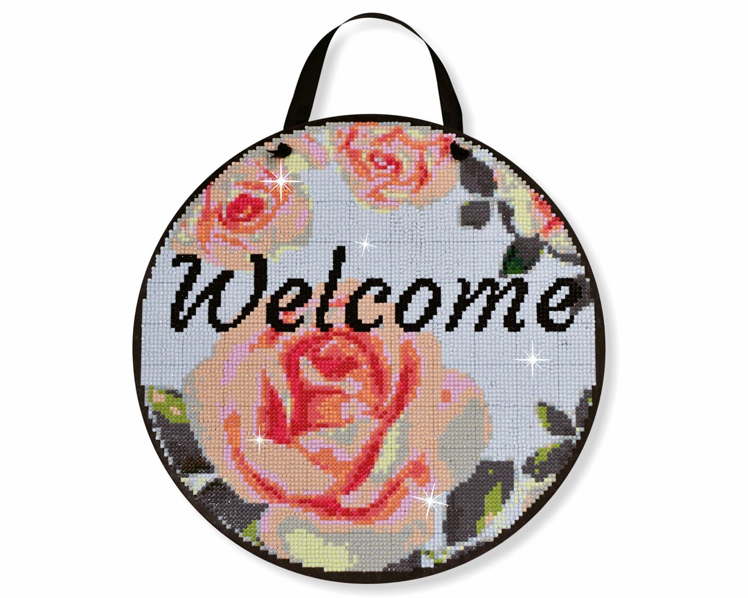 Diamond Painting Kit Rose Welcome Sign Make Your Own Front Porch ...