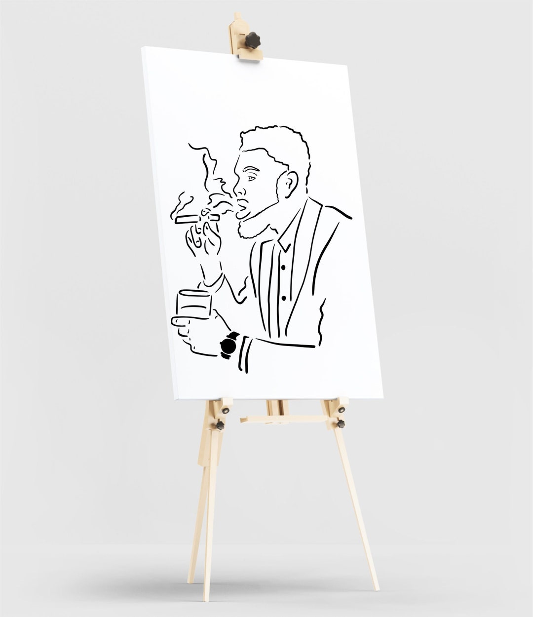 Man Smoking Cigar Stencil for Paint Parties, Handsome Man - Reusable ...