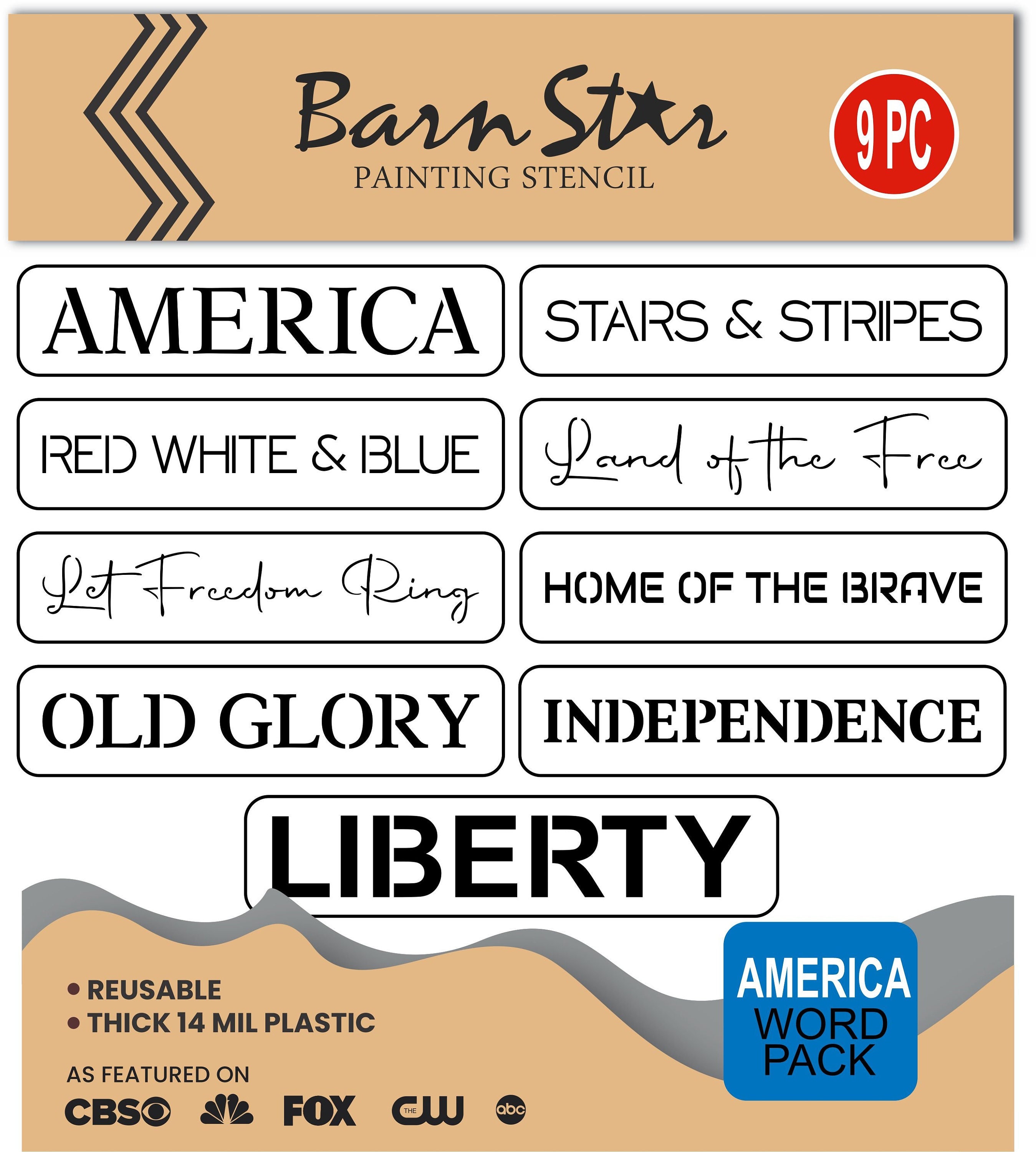 America Stencil Word Pack, Reusable, United States, Patriotic Stencils ...