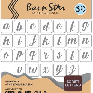 Script Cursive Stencil Font Letters - Reusable Stencils - Alphabet ...