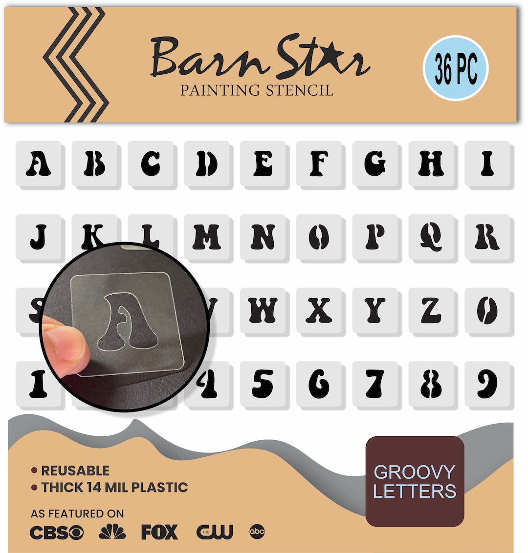 Groovy Retro 70s Stencil Letters and Numbers - Reusable - Paint Your ...