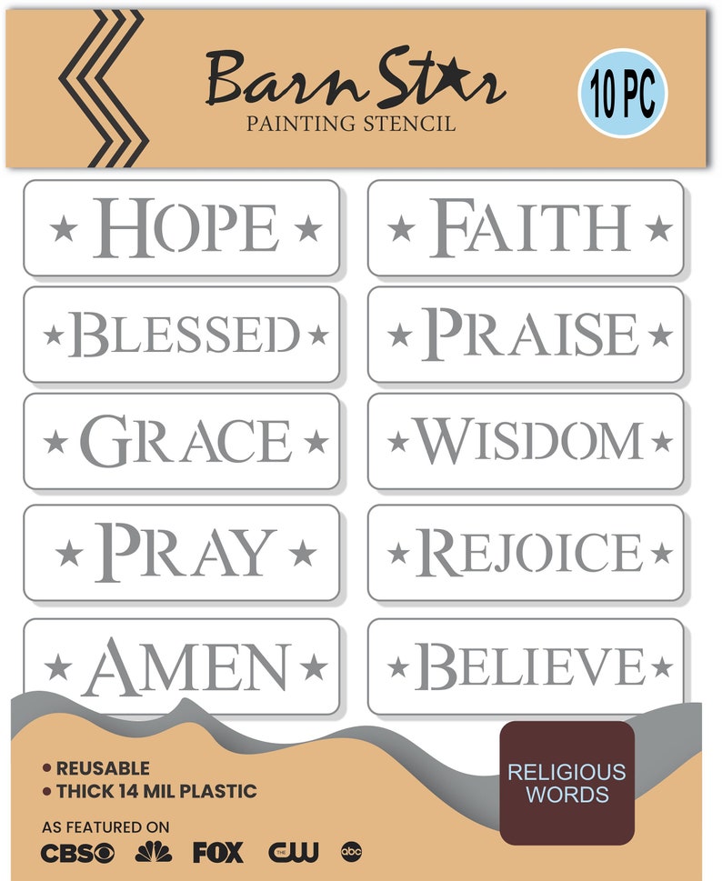 Religious Words Shelf Sitter Stencil Kit, Reusable Stencils, Paint Your ...