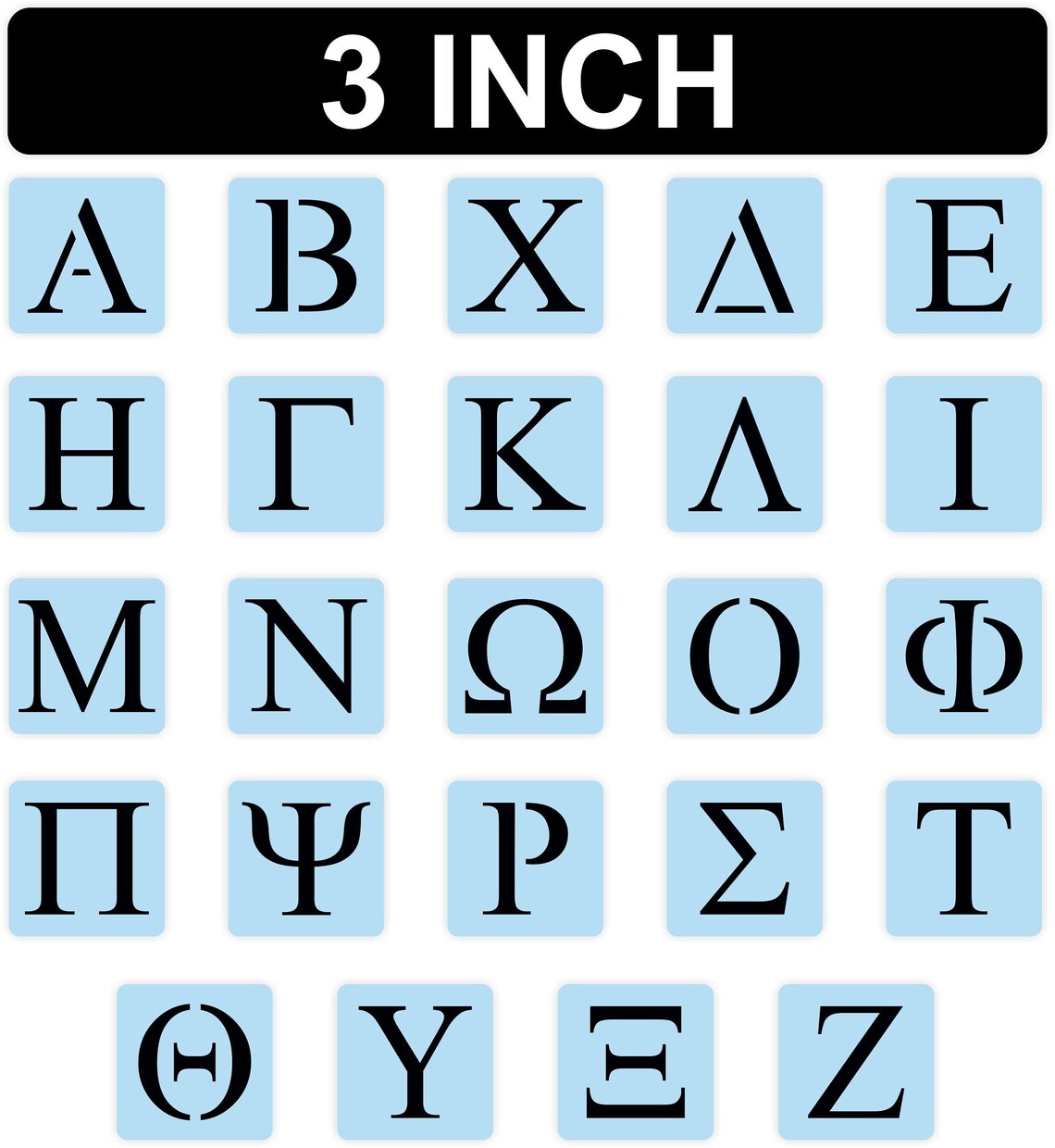 Greek Alphabet Letters Stencil Kit - Reusable - 3 Inch - Paint Your Own ...
