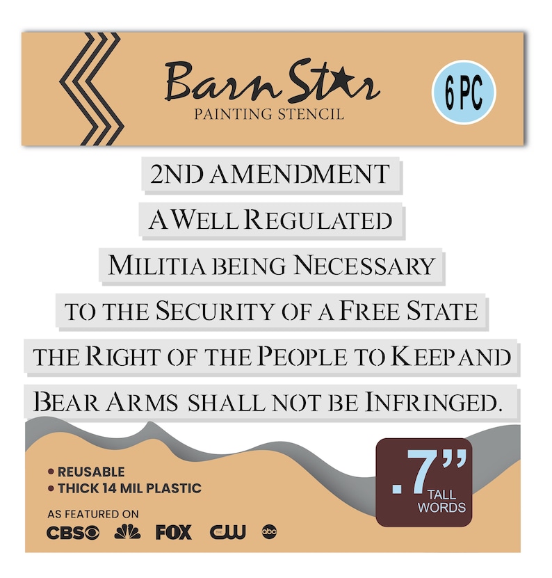 2nd Amendment Reusable Stencil Kit, Paint Your Own Wood Sign, 4th of ...