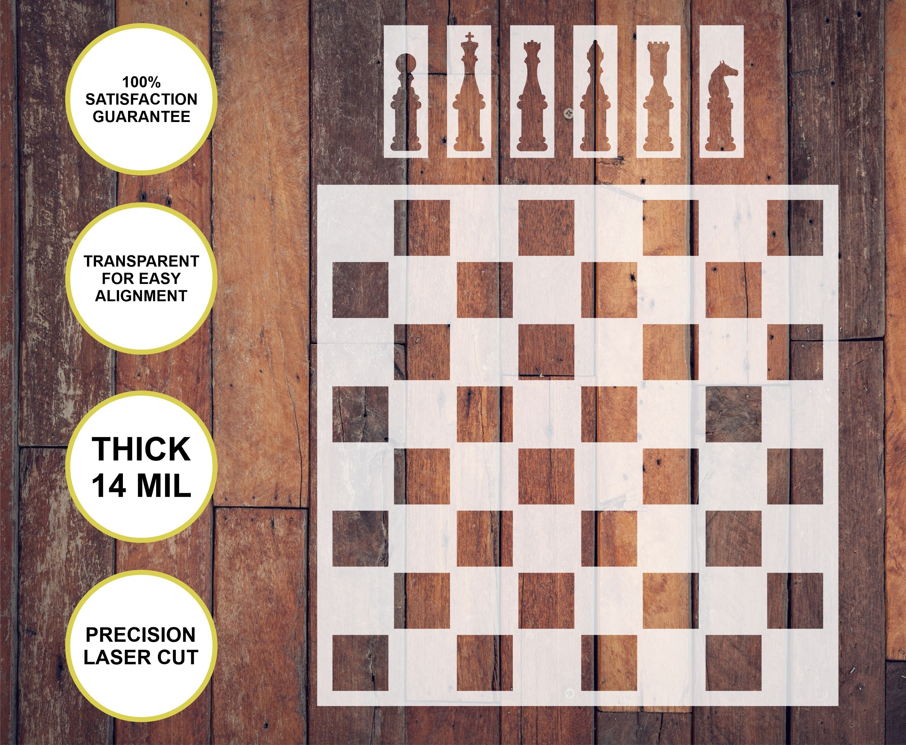 Chess Board Stencil With Pawns Game Set Kit Paint Your Own | Etsy