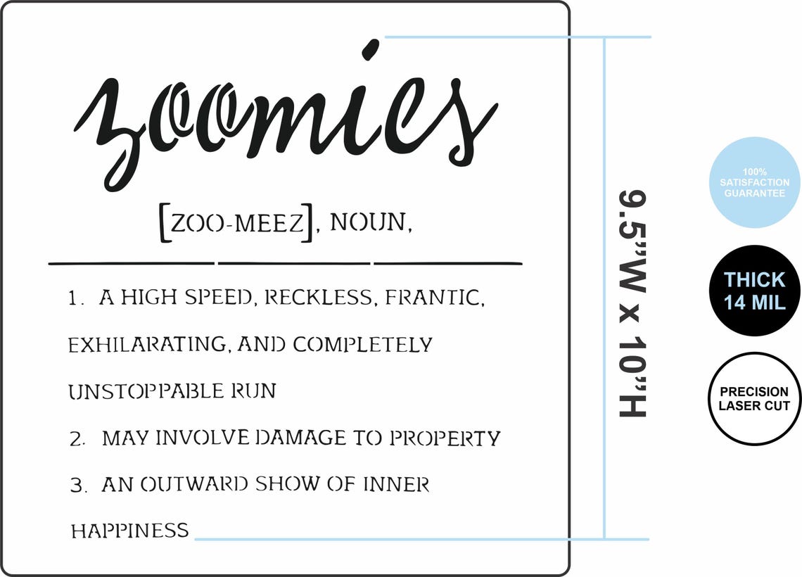 Zoomies Painting Stencil, Home Decor Sign Template, Dog Decor, Pet Sign ...