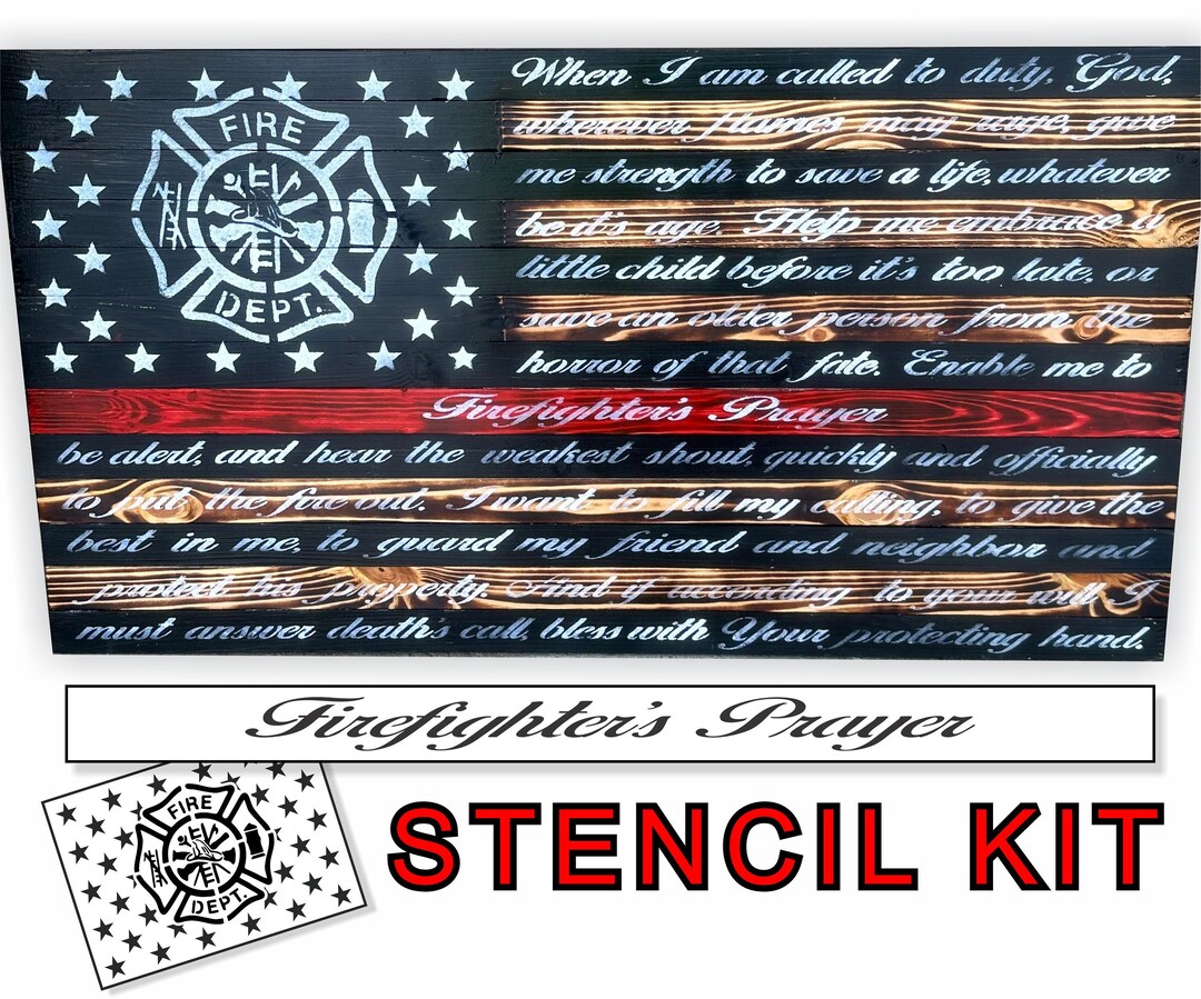 Firefighters Prayer Reusable Stencil Kit Paint Your Own Wood - Etsy