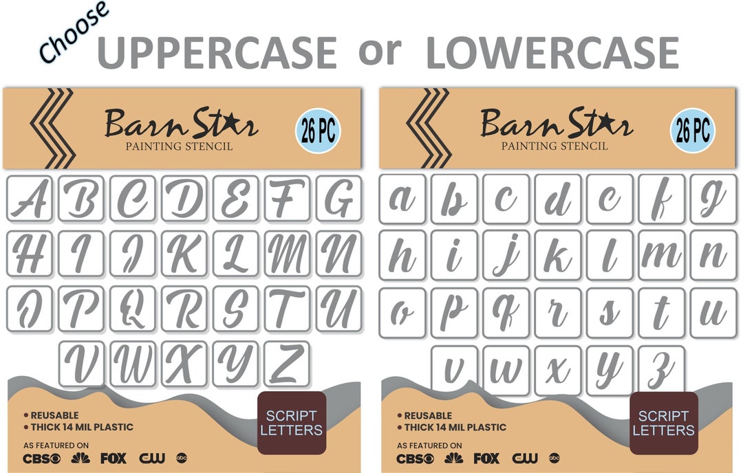 Script Cursive Stencil Font Letters Reusable Stencils Alphabet Templates Lowercase