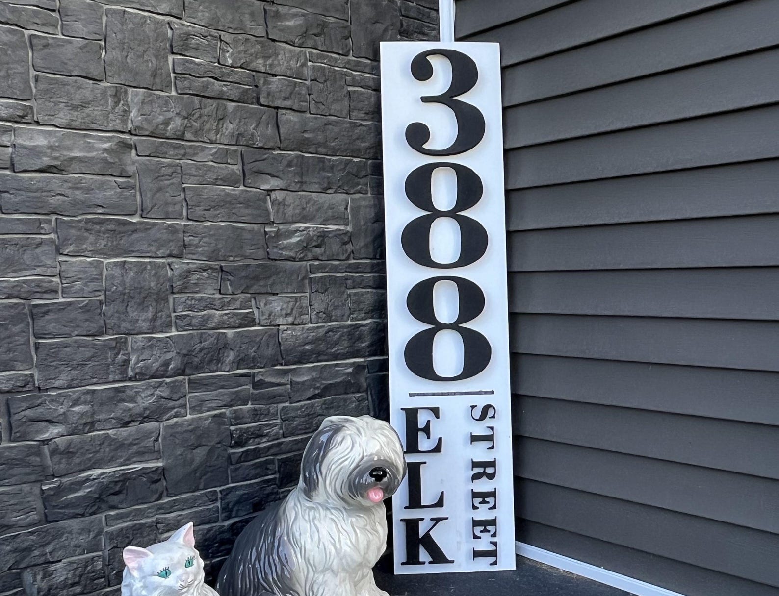 Porch Sign Stencil Kit, Personalized House Number Sign, Vertical Wood ...