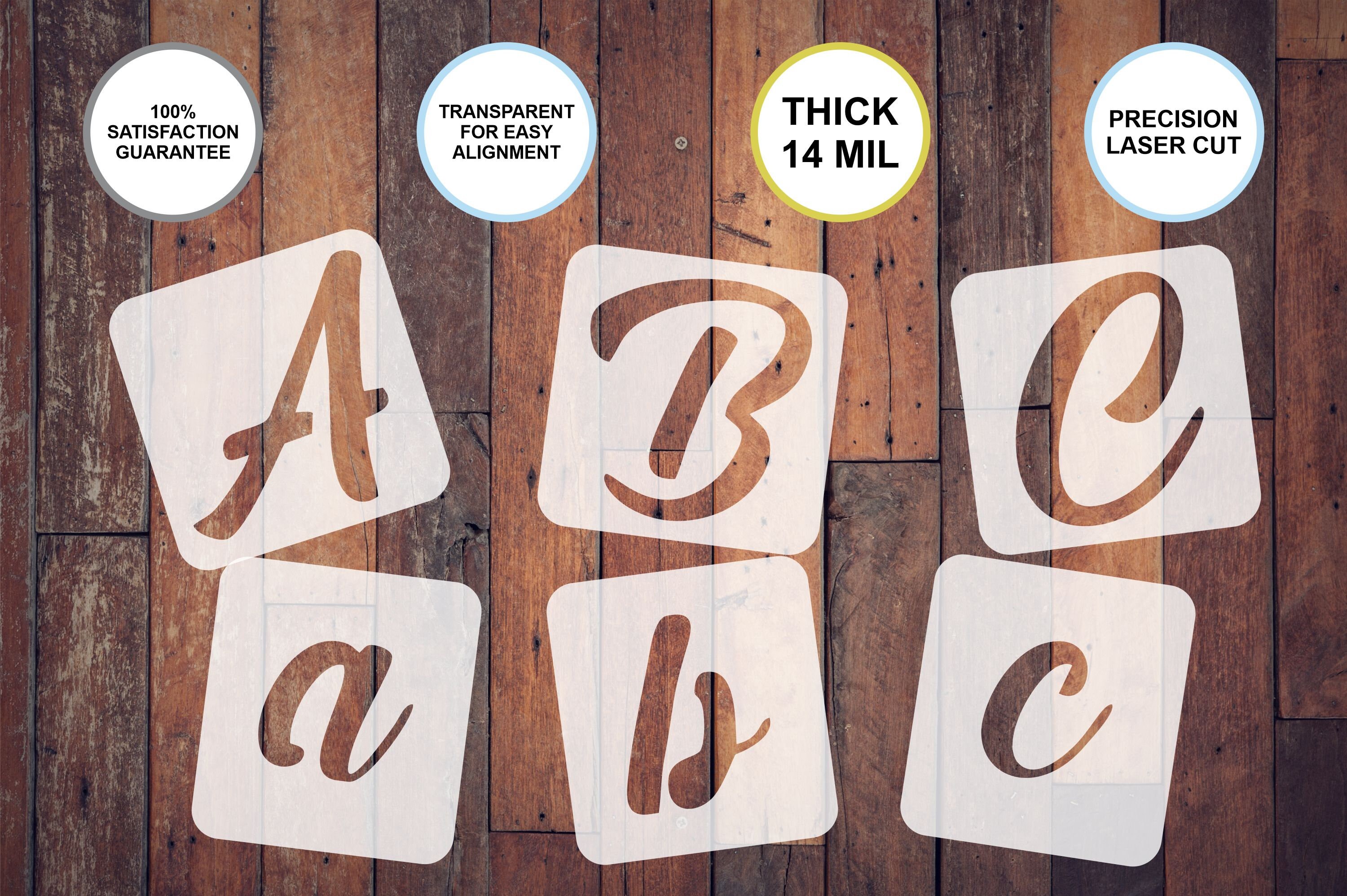 Script Cursive Stencil Font Letters - Reusable Stencils - Alphabet ...