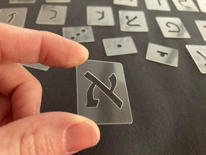 Hebrew Alphabet Letters Stencil Kit - Reusable - 1 Inch - Paint Your ...