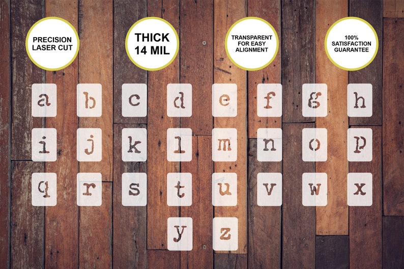 Mini Typewriter Letter Stencils ~ .6" Tall ~ Paint Your Own Wood Signs ...