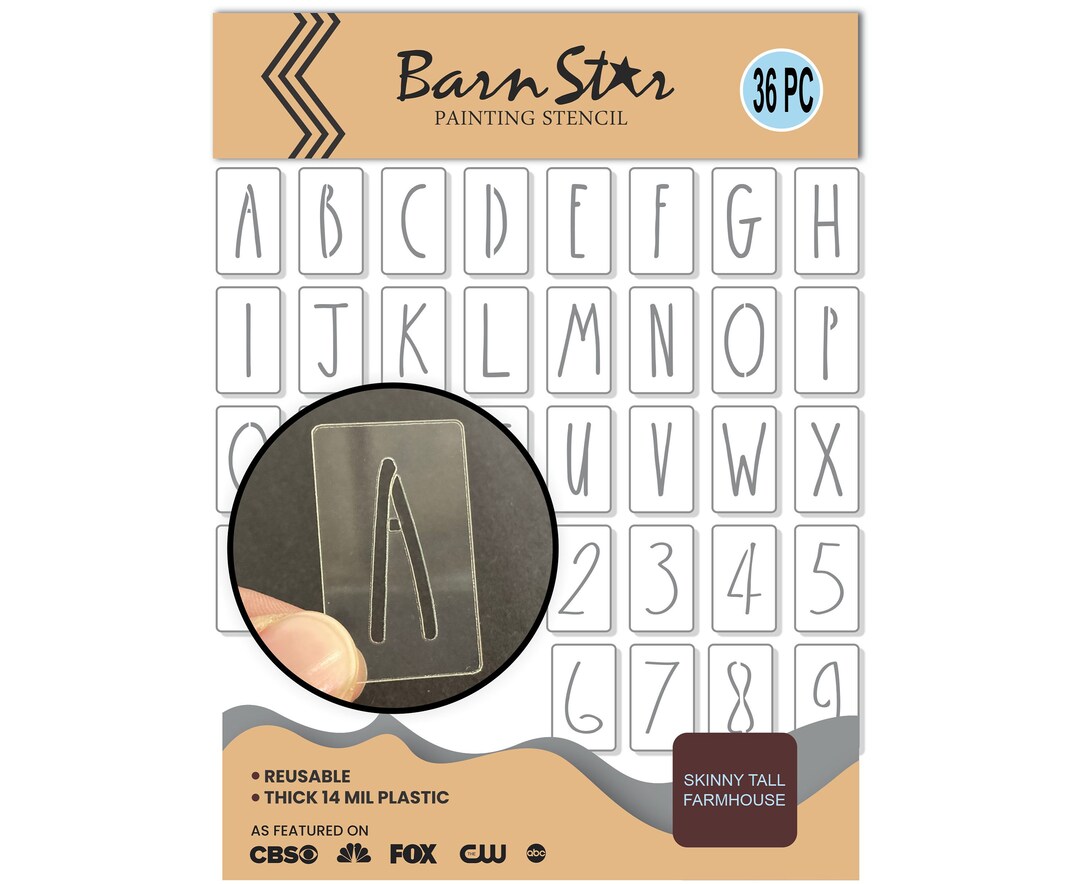 Skinny Tall Farmhouse Alphabet Letters Stencil Kit - Reusable - Choose ...
