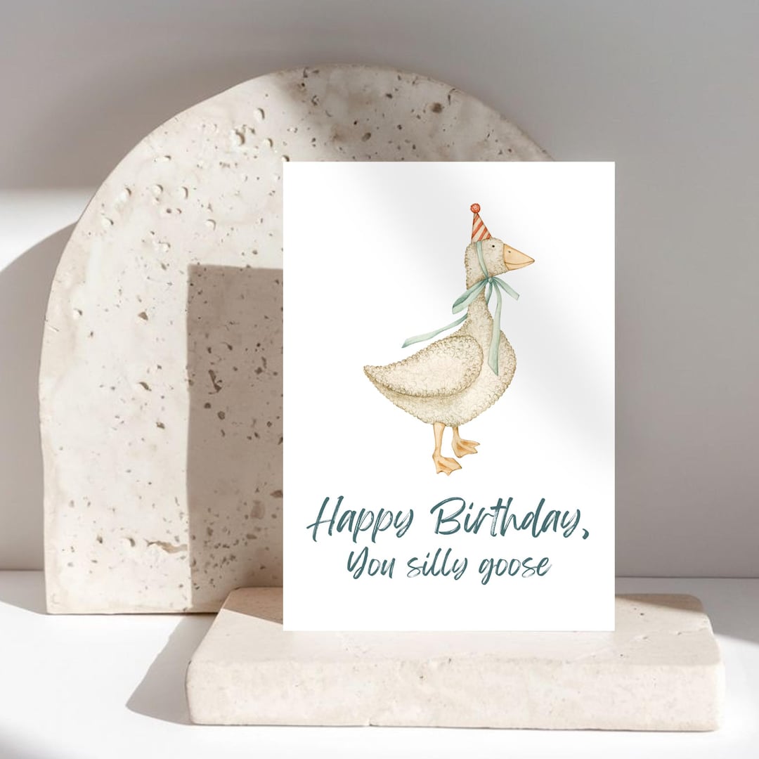 Silly Goose Birthday Card, Water Color Goose, Blank Inside - Etsy