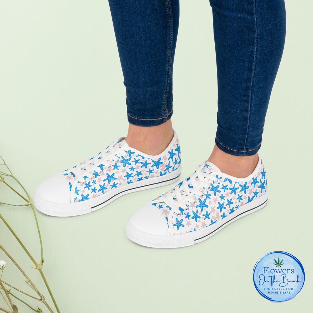Starfish Women's Sneakers, Beach Theme Shoes, Ocean Low Top Tennis ...