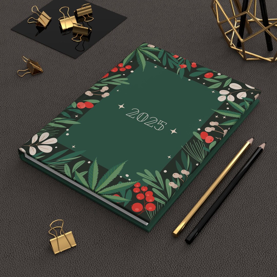 Classy Cannabis-inspired 2025 Journal, Xmas Lover Notebook, Unique ...