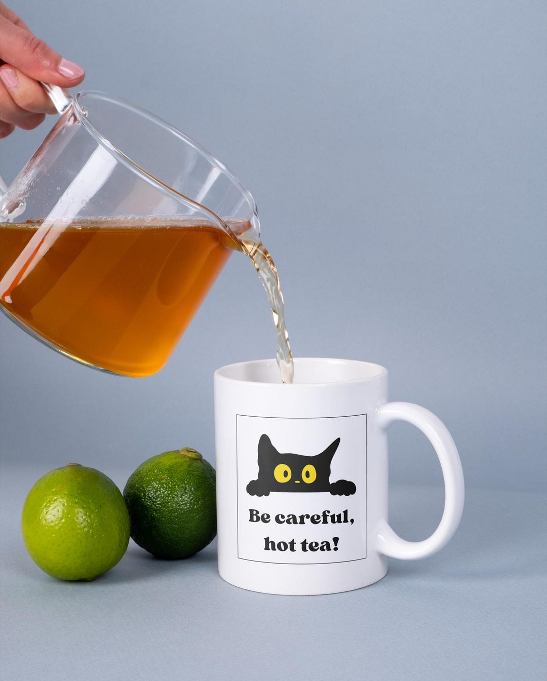 Playful Cat Coffee Mug | Cute Black Cat Design | Be Careful Hot Tea! | Perfect for Cat Lovers ...