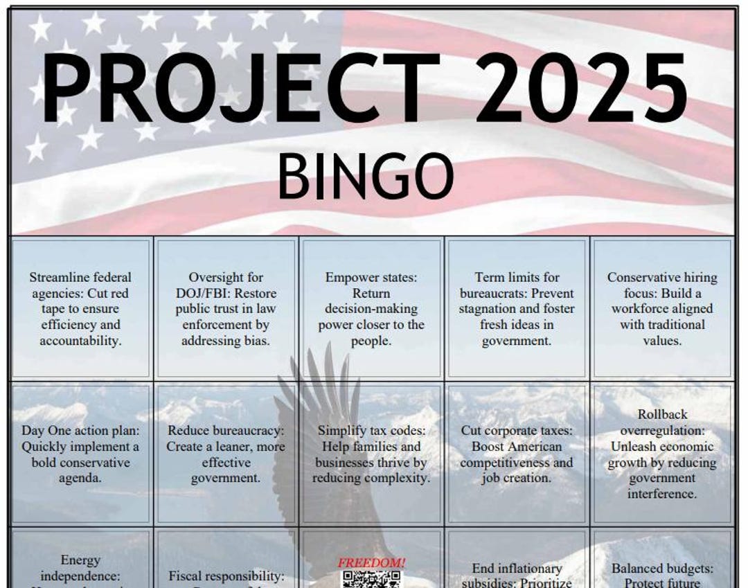 Project 2025 Bingo - MAGA Edition. Keep Track of the Progress of the ...