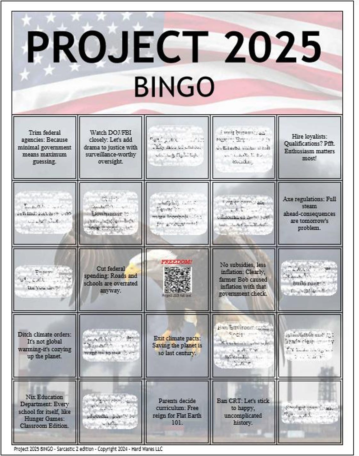Project 2025 Bingo - MAGA Edition. Keep Track of the Progress of the ...
