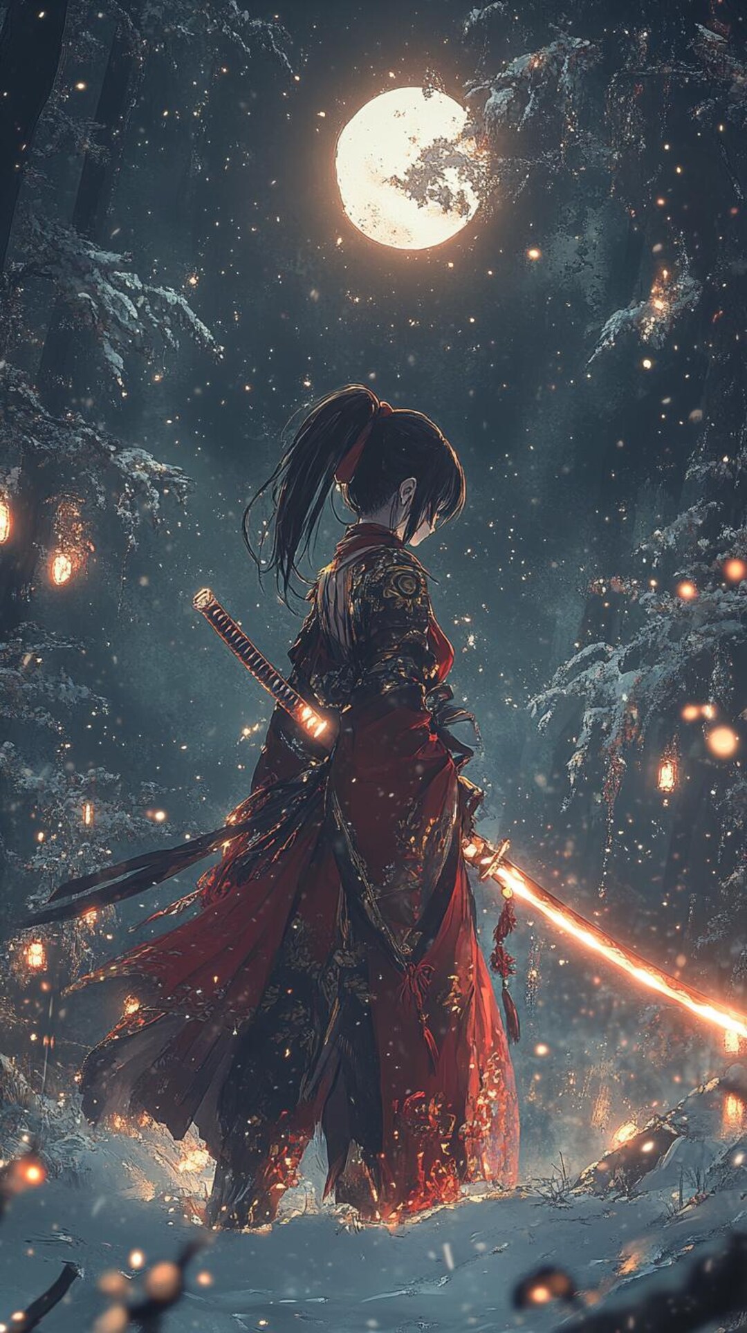 4 Epic Winter Samurai Warrior - Snowy Anime Smartphone Wallpaper | Dark ...