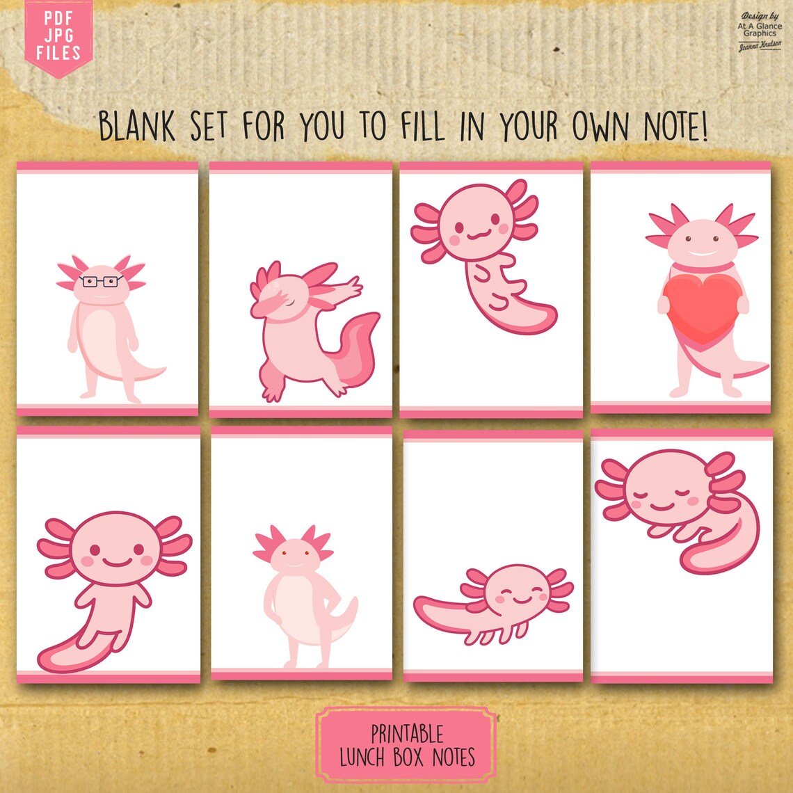 Axolotl Lunch Box Notes Positive Lunch Box Notes Cute Lunch | Etsy