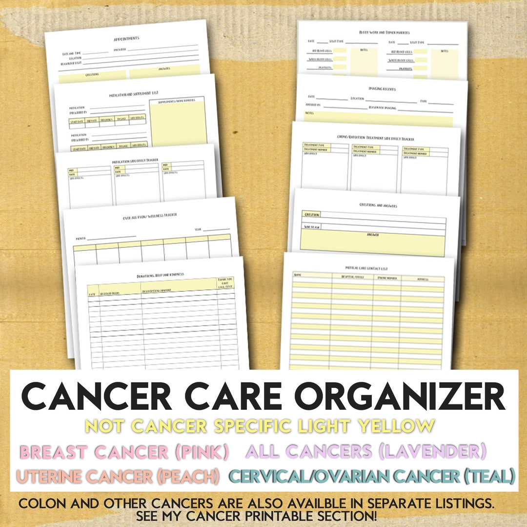 Cancer Care Forms, Cancer Care Organizer, Cancer Care Binder, Cancer ...