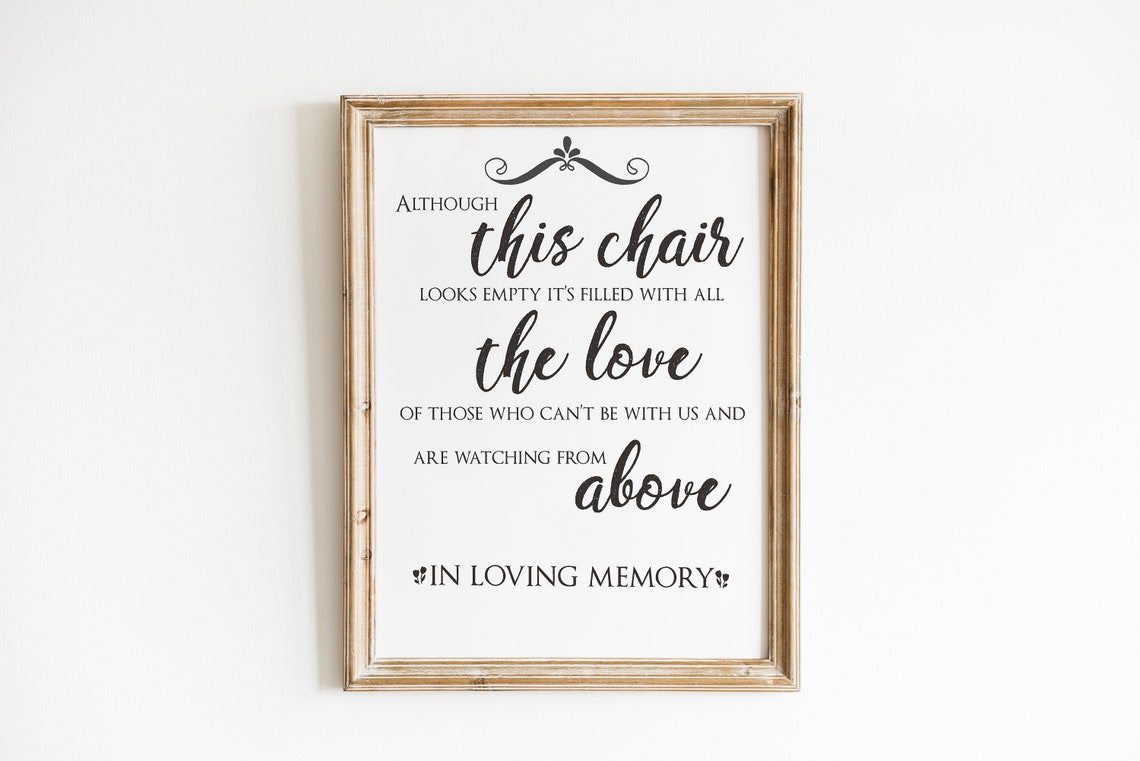 Wedding Memorial Chair Sign, in Memory of Sign, Graduation Memorial ...