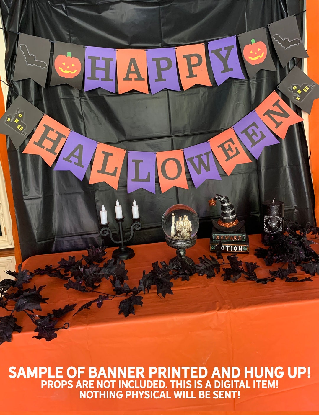 Happy Halloween Printable Banner, Halloween Party Printable Decor ...