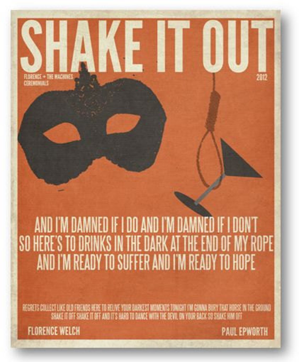 Shake It Out, Florence and the Machine, Music Art, Song Art, Studio ...
