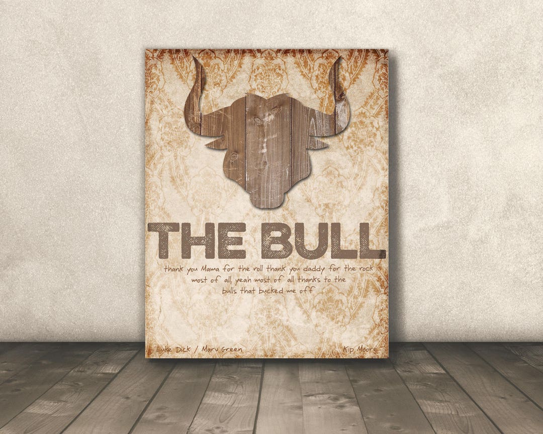 The Bull Song Art Print, Kip Moore Fan Gift, Bull Wall Art, Ranch Art ...
